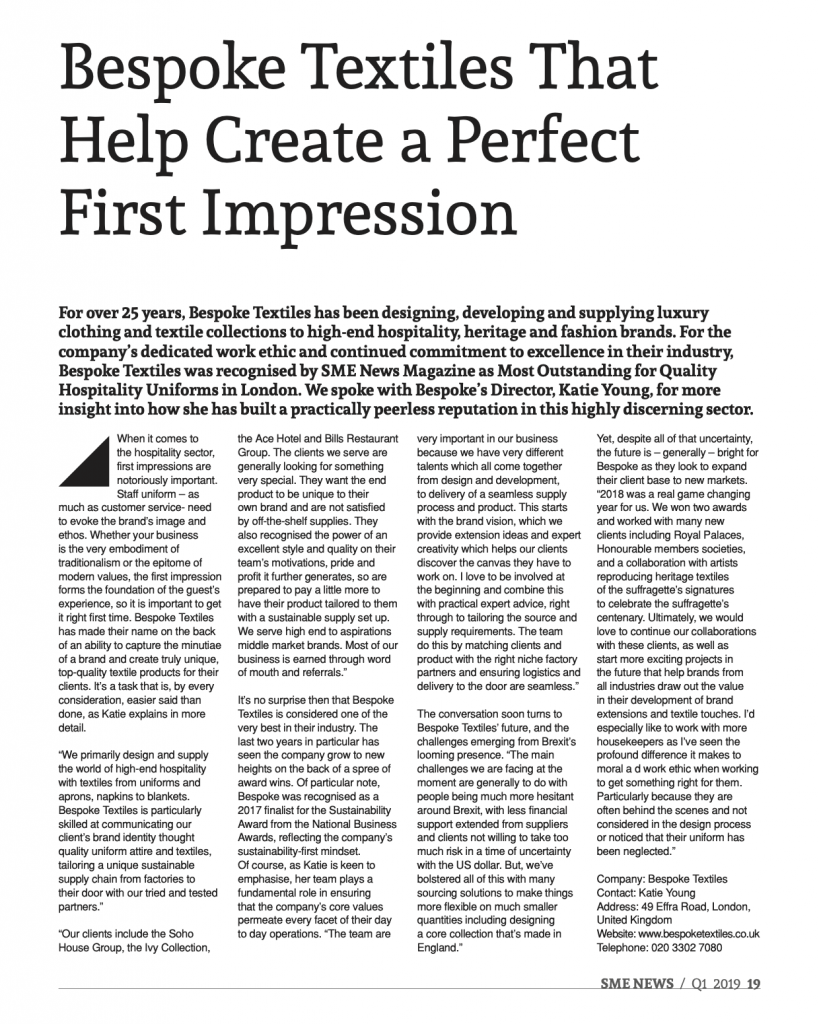 Awards & Press | London | Bespoke Textiles